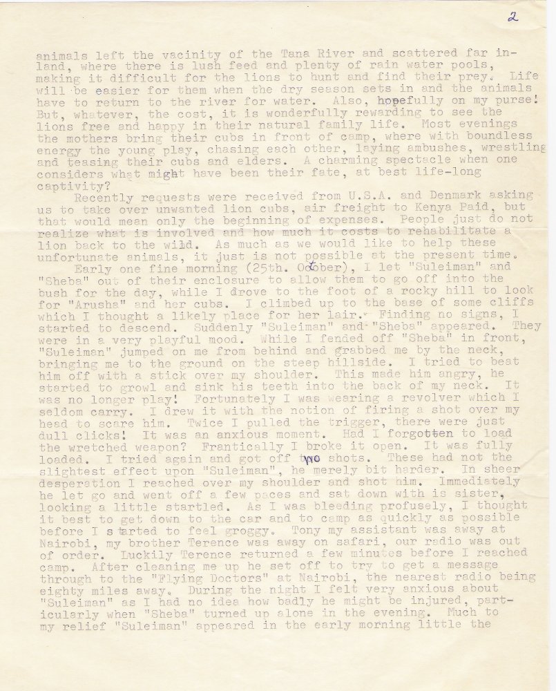 George Adamson Newletter