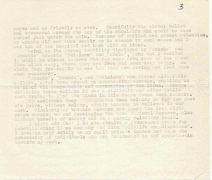 George Adamson Newletter