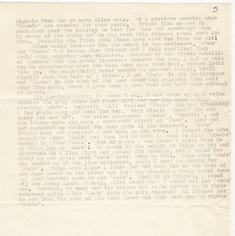 George Adamson Newletter