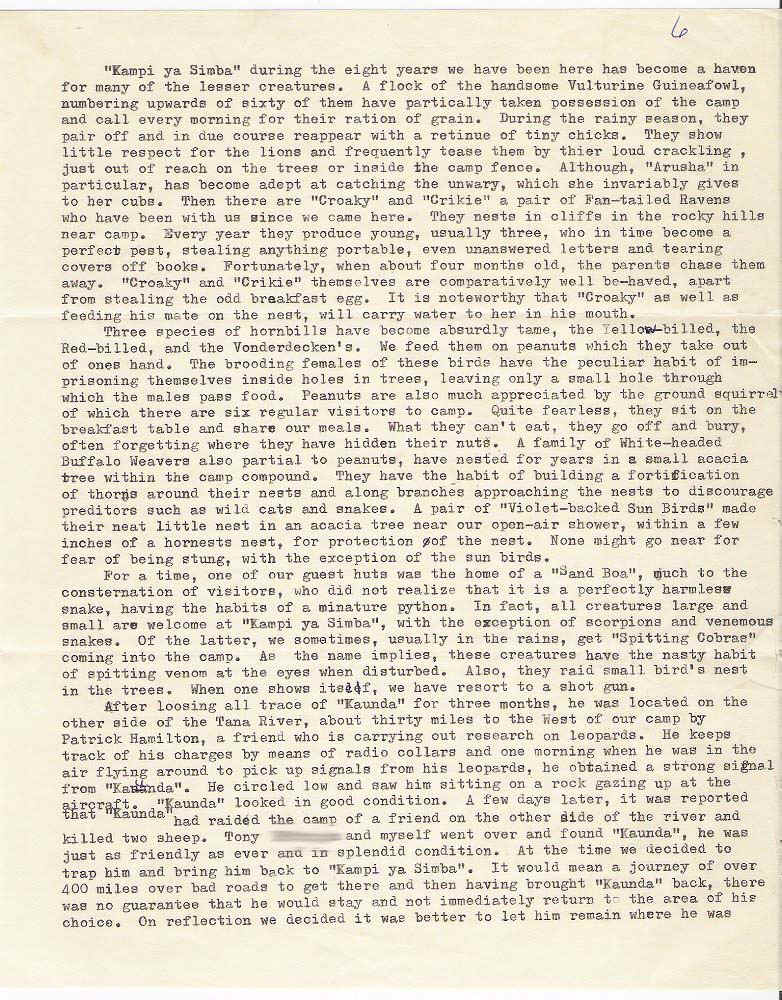 George Adamson Newletter